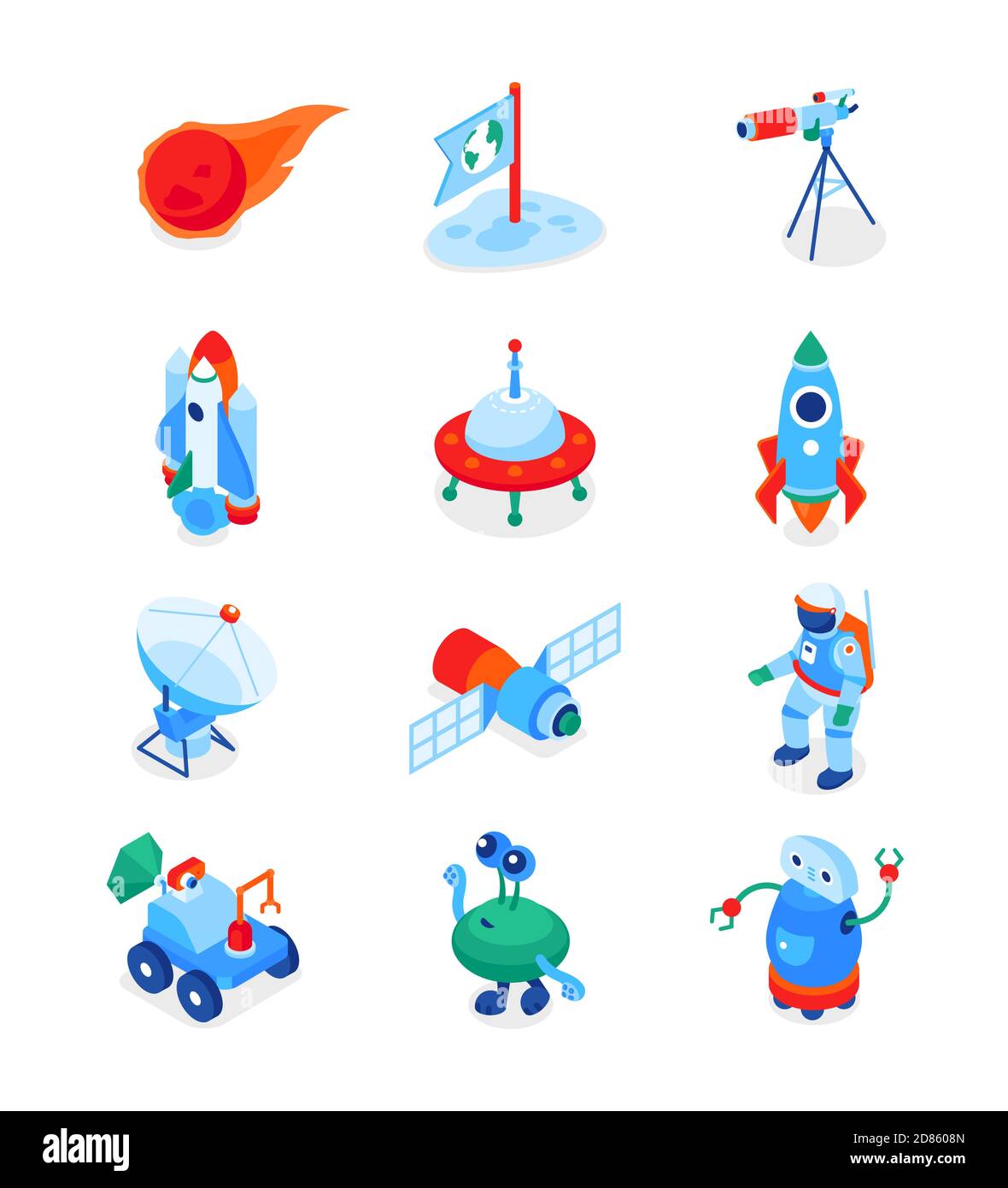 Space exploration - modern colorful isometric icons set Stock Vector ...