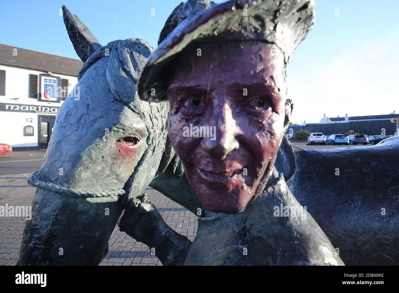 Irvine, Scotland, 21 June 2019 This statue, by David Annand, stands on ...