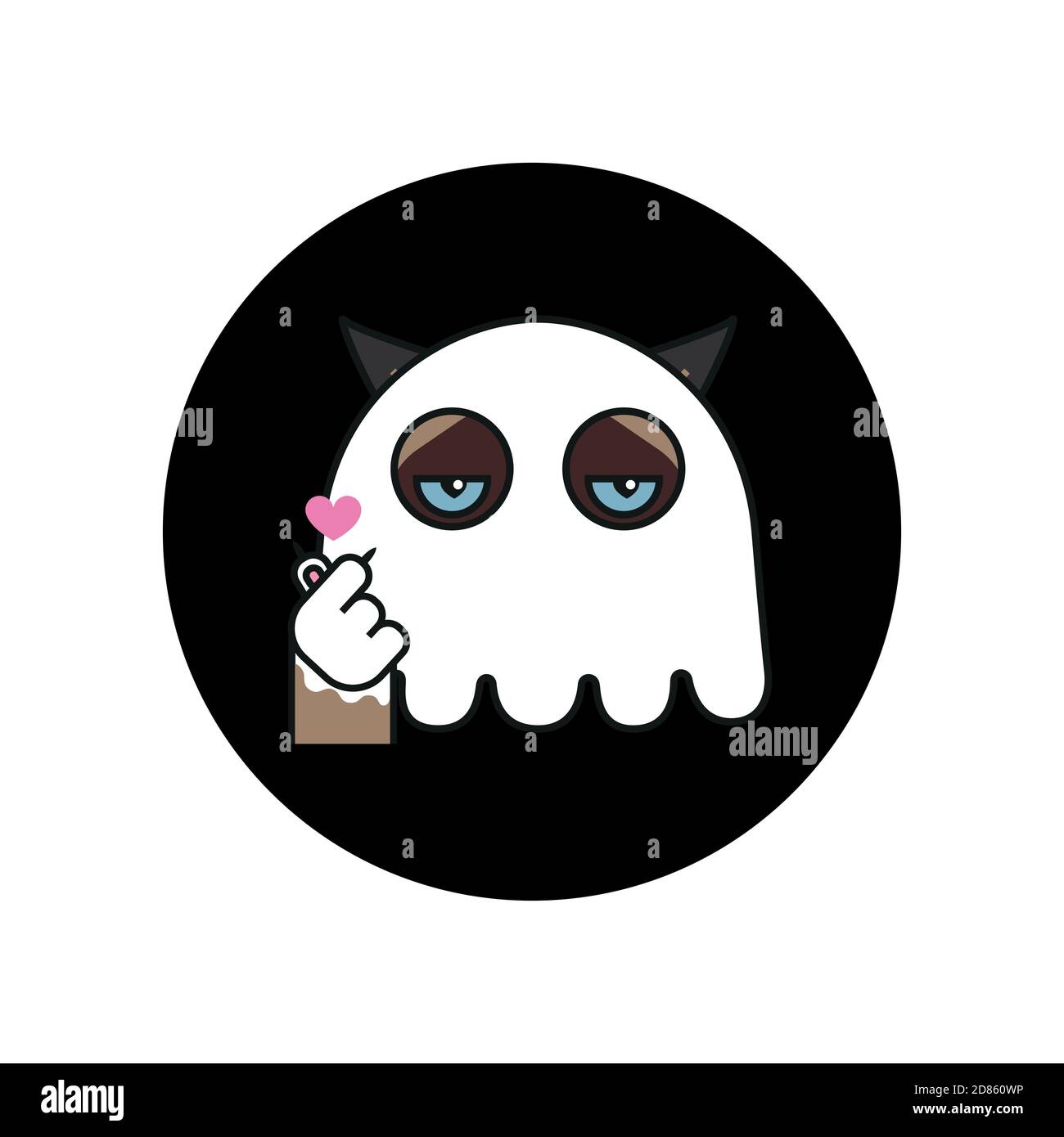 Grumpy Cat In Ghost Costume Sticker Halloween Stock Vector Image And Art Alamy