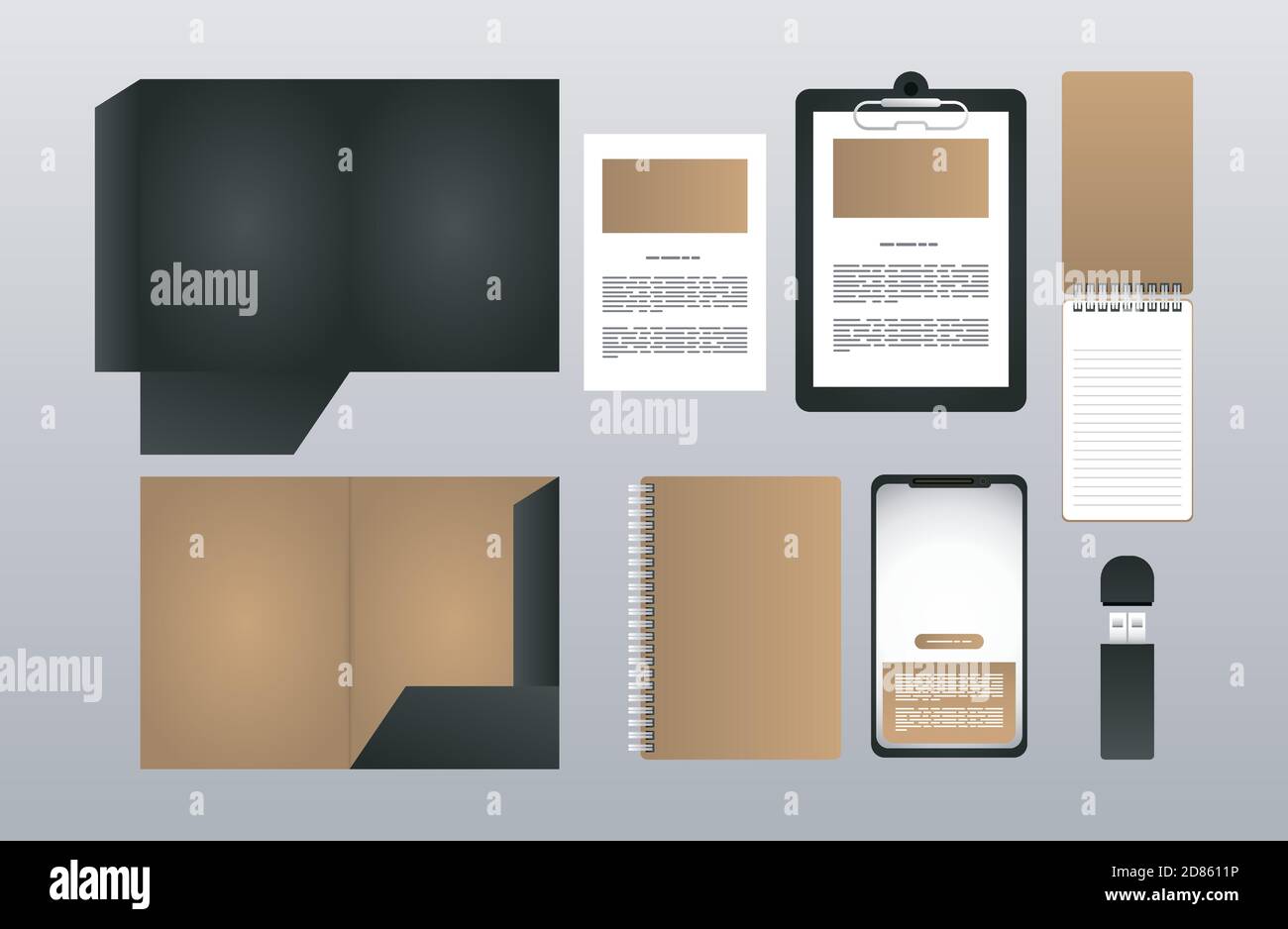 bundle of mockup elements branding vector illustration design Stock ...