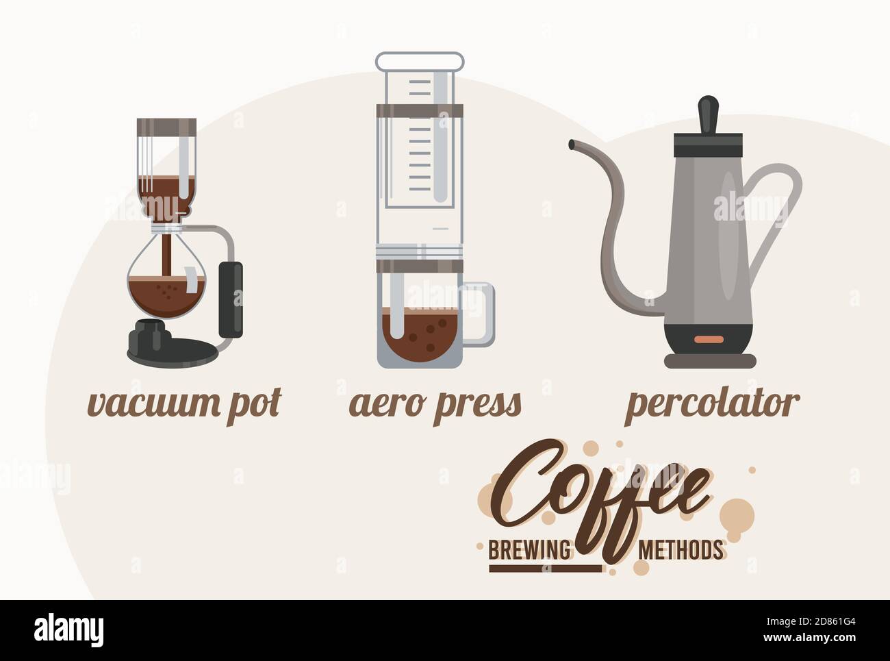 three coffee brewing methods bundle vector illustration design Stock ...