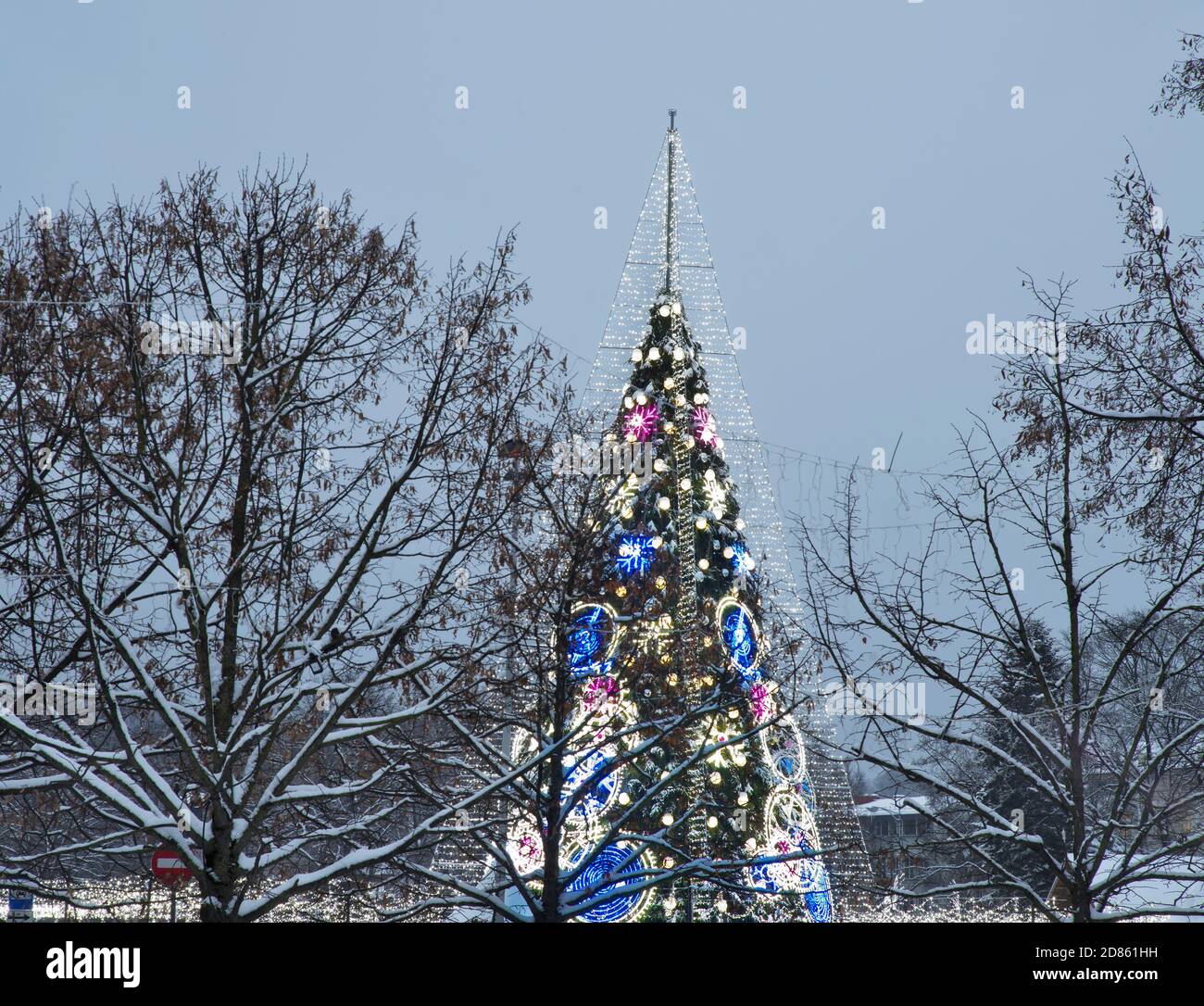 Holiday decorations of Cathedral square in Vilnius. Lithuania Stock ...