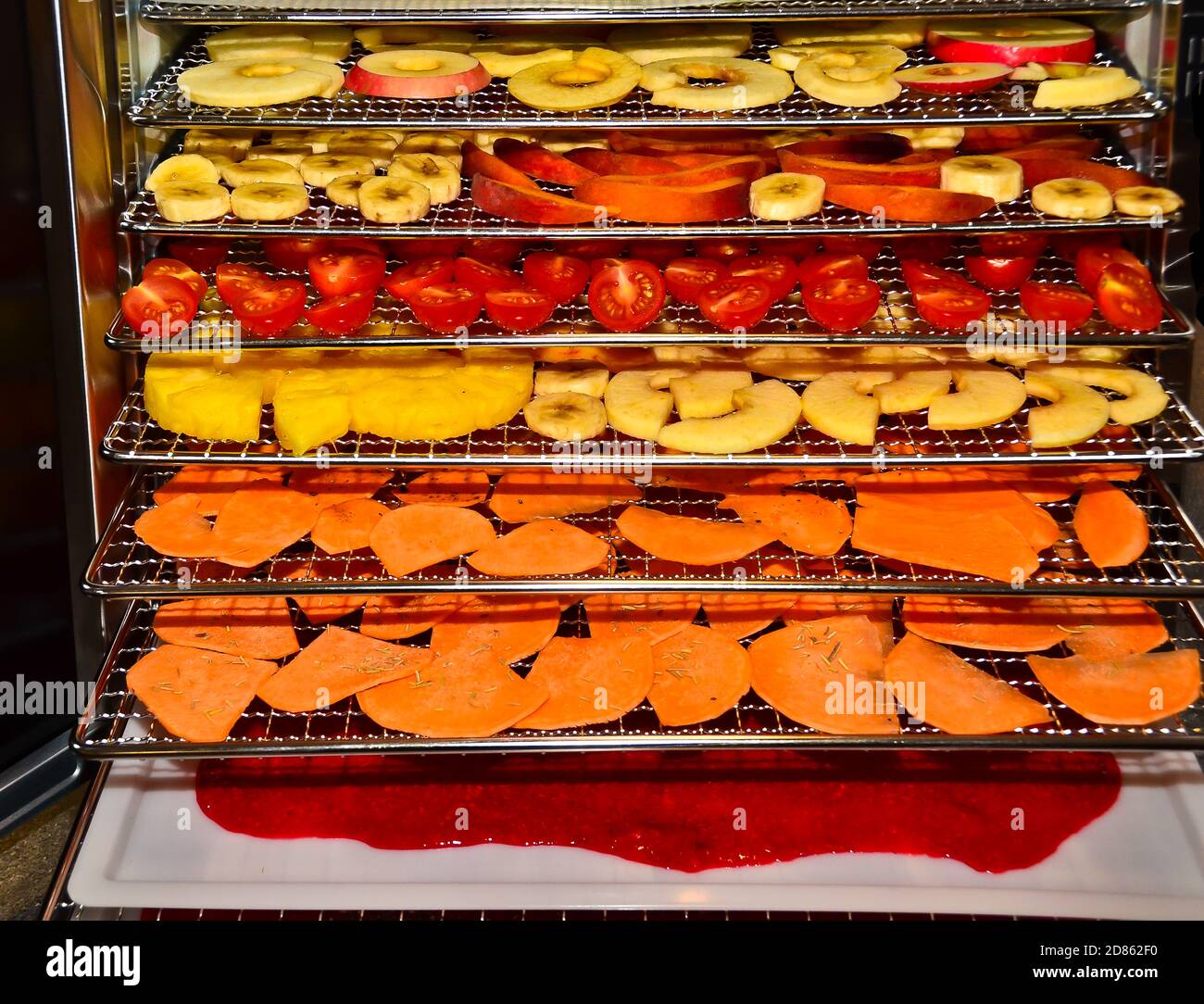 a plate dryer, a drying kiln filled with several different fruits and ...