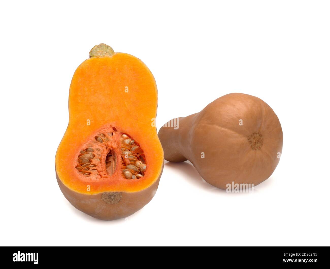One whole mini pumpkin and a half isolated on white background Stock ...