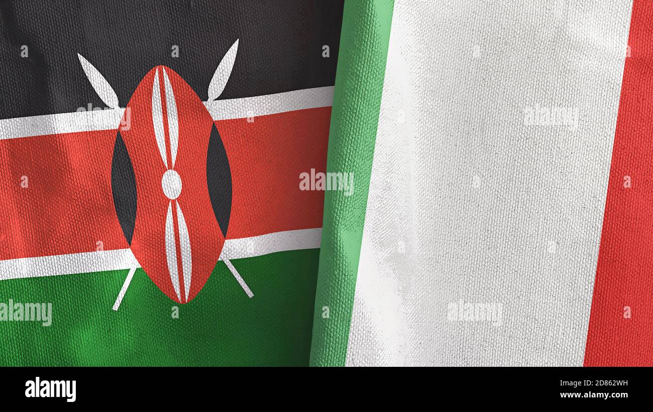 Italy and Kenya two flags textile cloth 3D rendering Stock Photo - Alamy