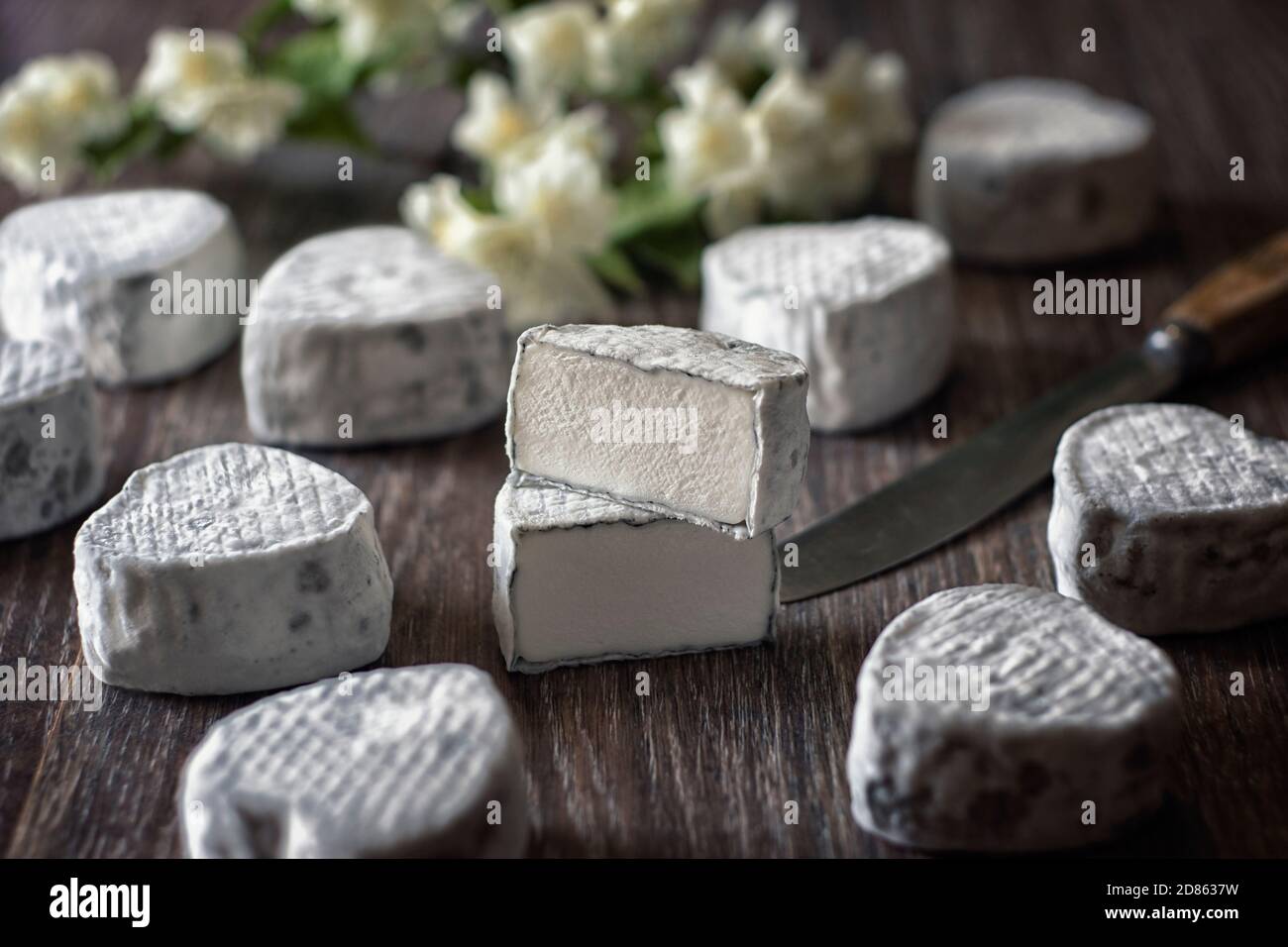 Craft cheese from cows and goats milk. Cheese head Stock Photo - Alamy