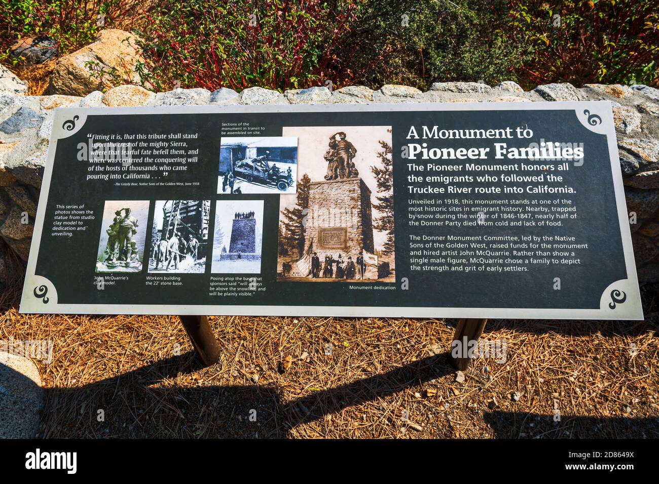 Interpretive sign at Donner Memorial State Park, Truckee, California ...