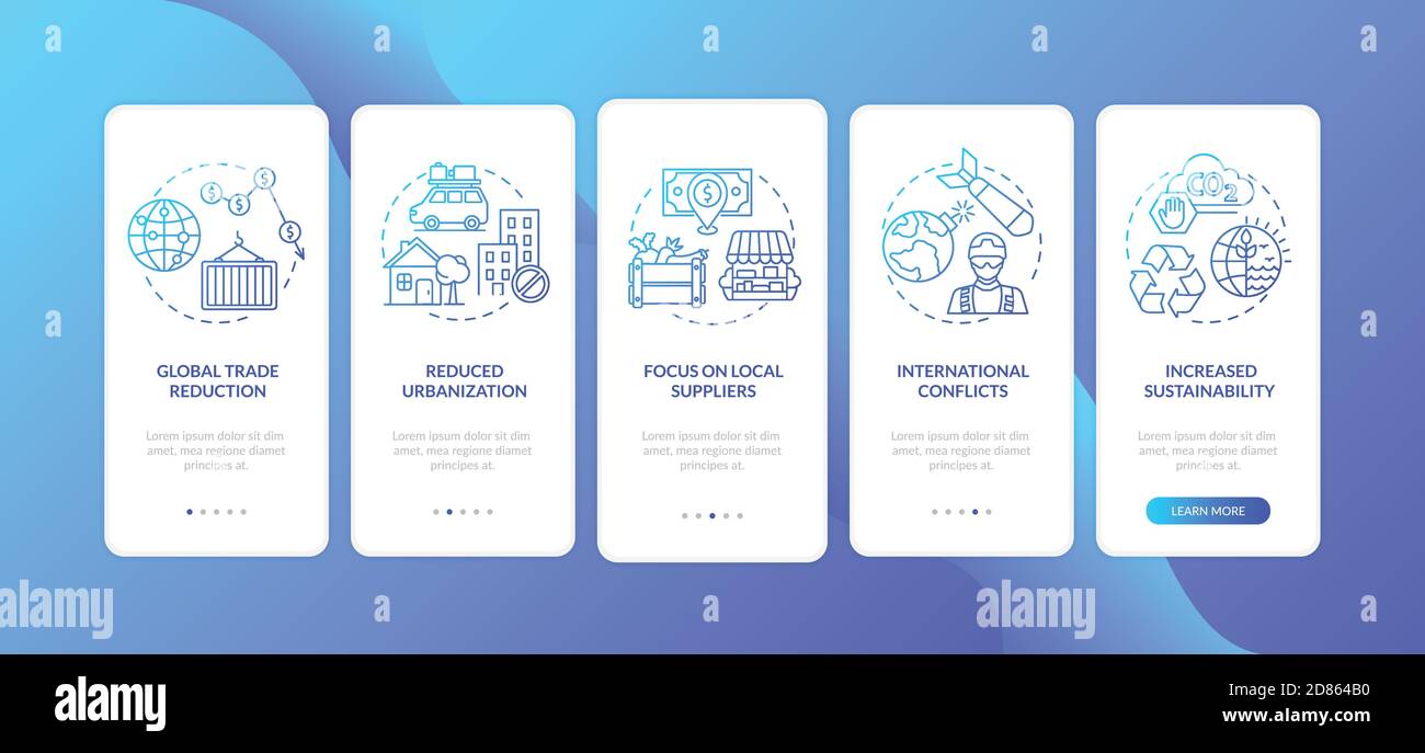 Reverse globalization trends onboarding mobile app page screen with ...