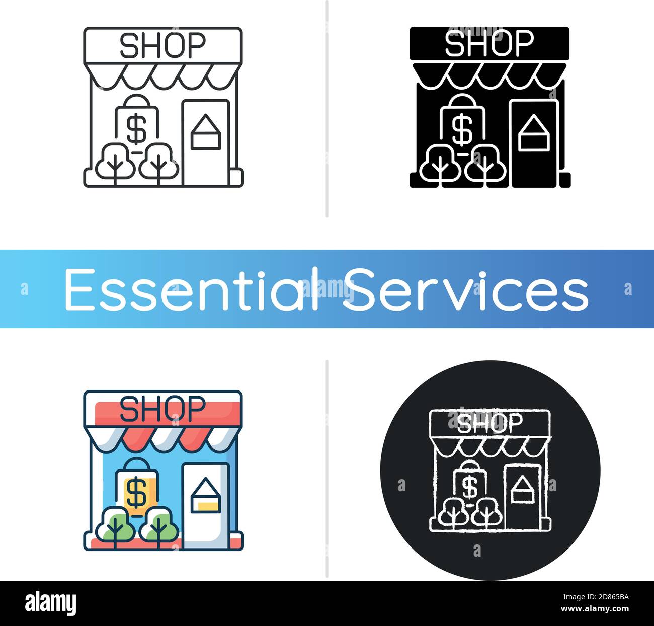 Grocery store employee with sign Stock Vector Images - Alamy