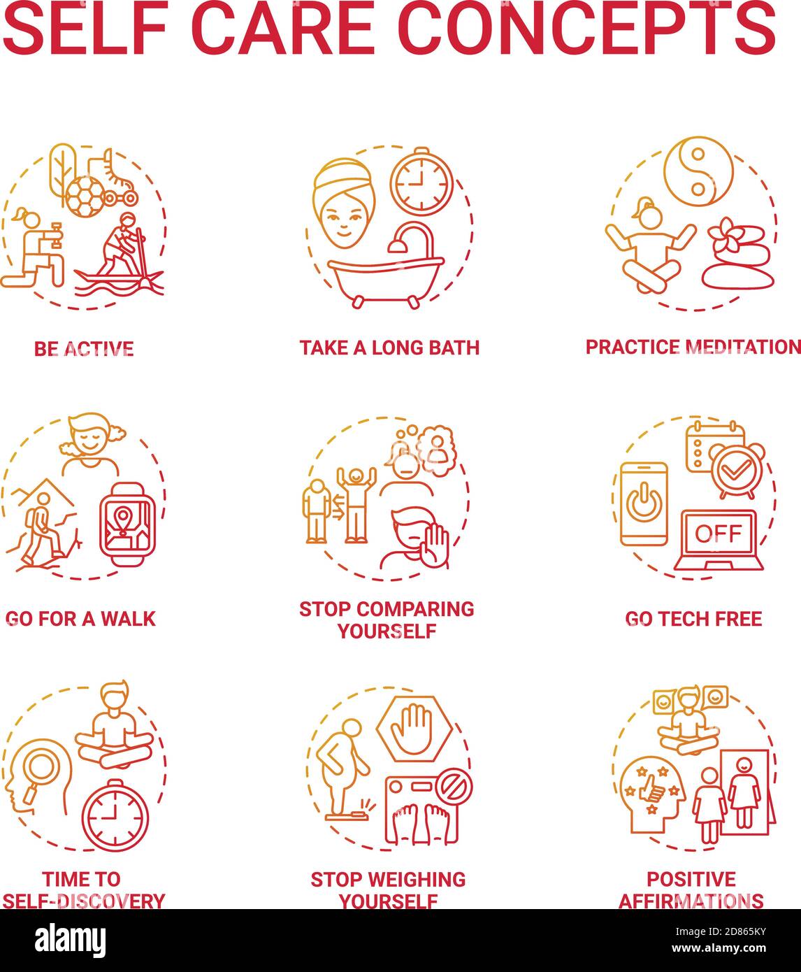 Self care concept icons set Stock Vector Image & Art - Alamy