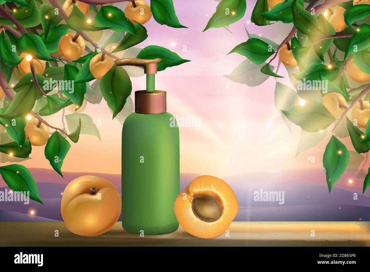 Apricot cosmetics skincare product vector illustration. Skin body care ...