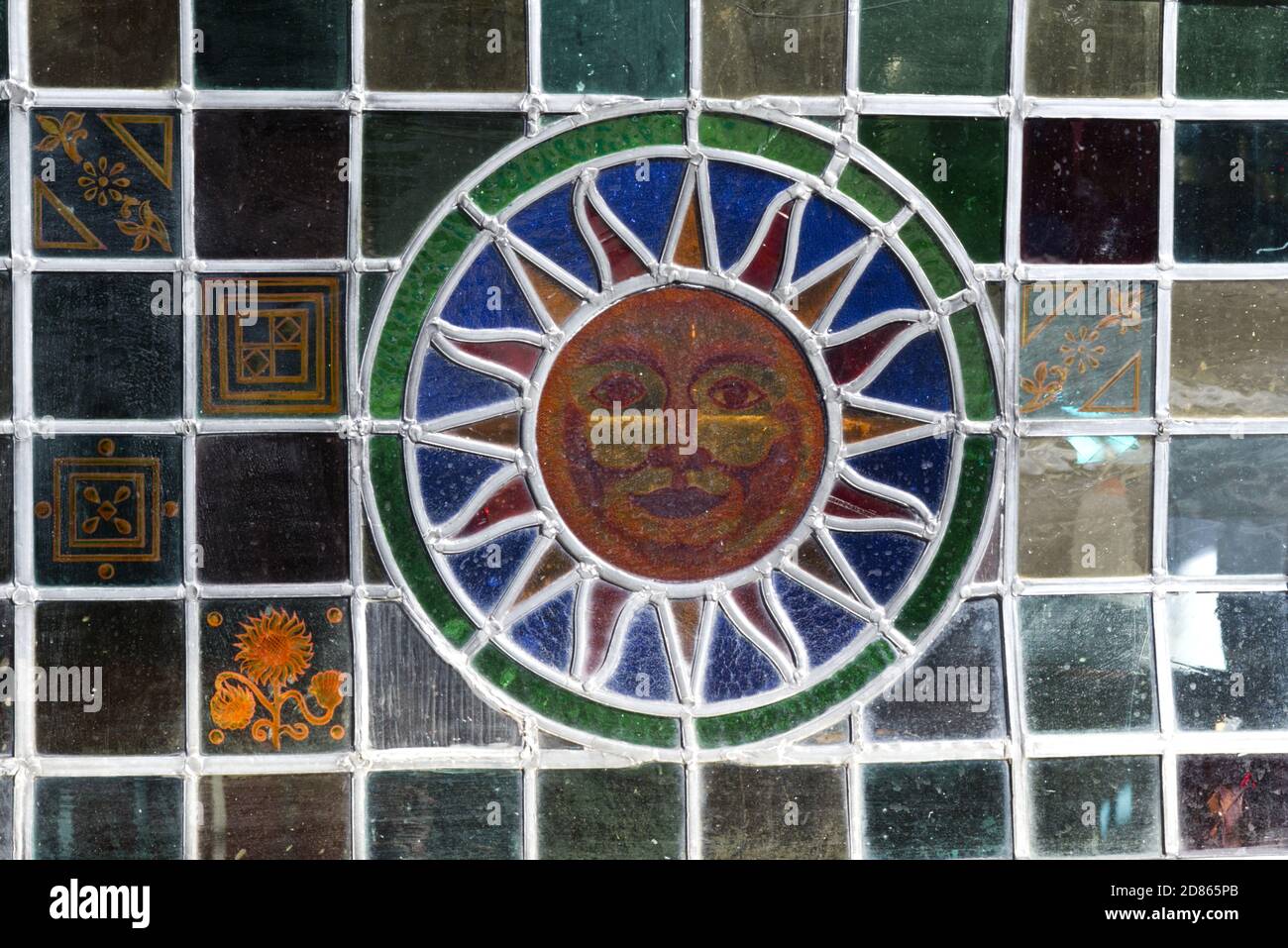 stained glass window of the sun Stock Photo - Alamy