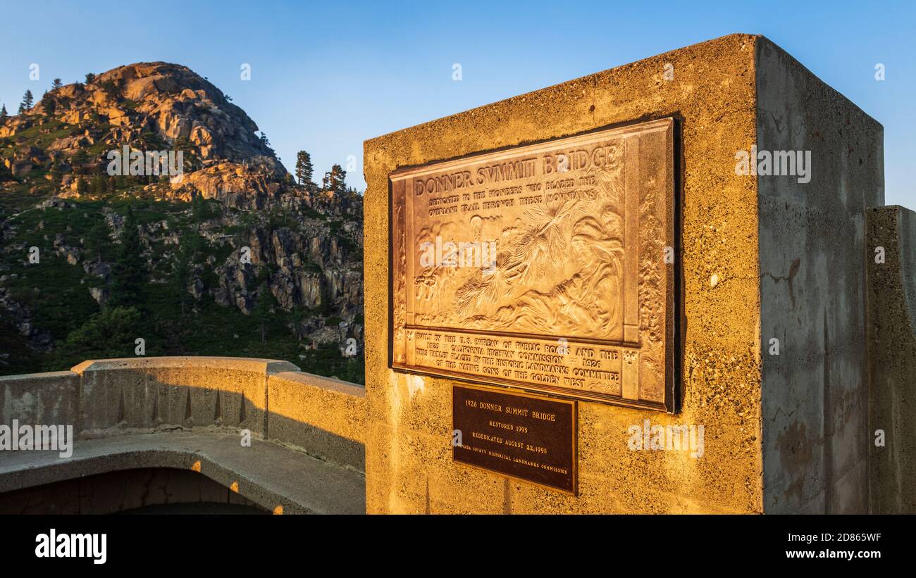Interpretive plaque on the Donner Summit Bridge, Truckee, California ...