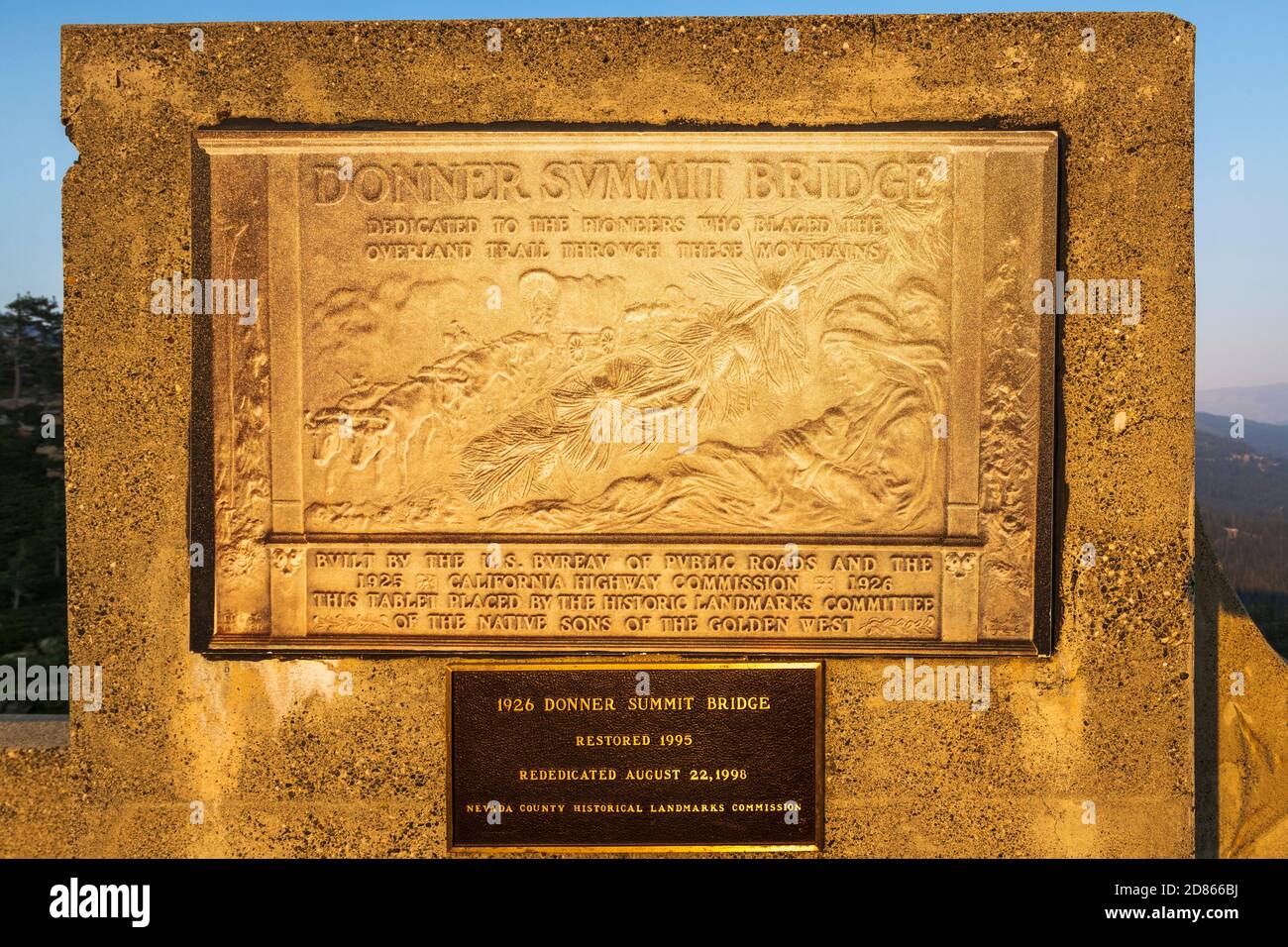 Interpretive plaque on the Donner Summit Bridge, Truckee, California ...