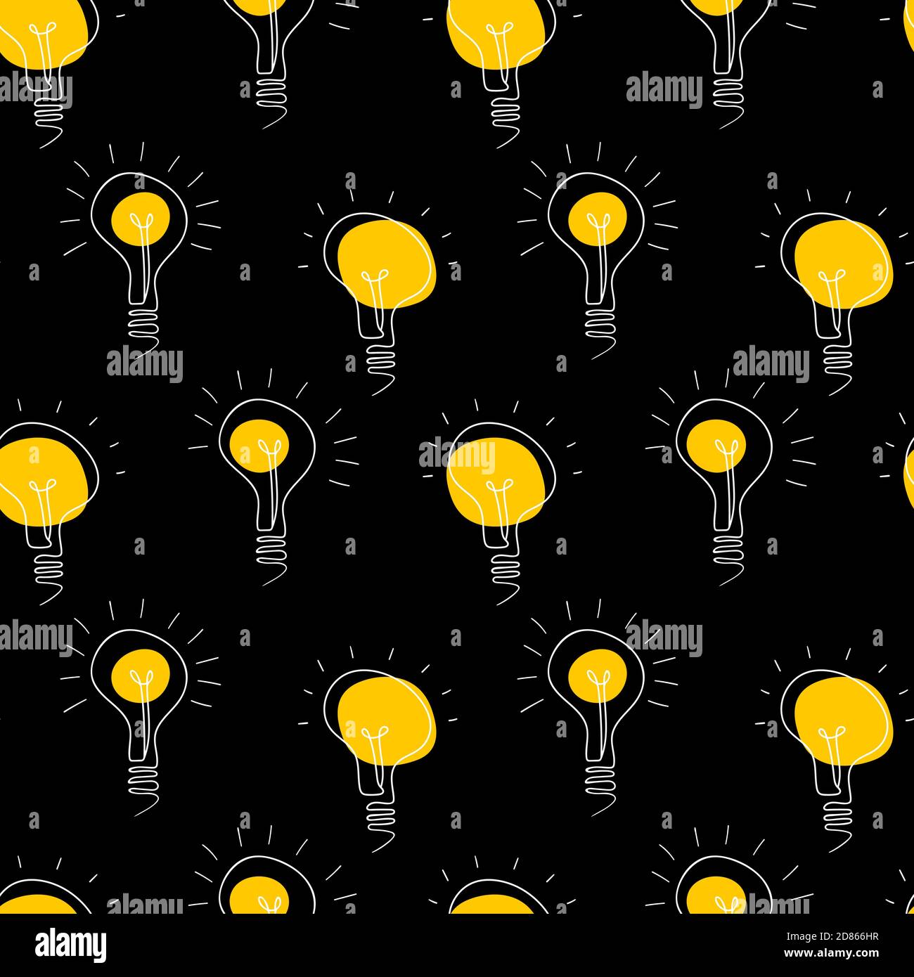 Hand drawn light bulb seamless pattern. Vector illustration Stock ...