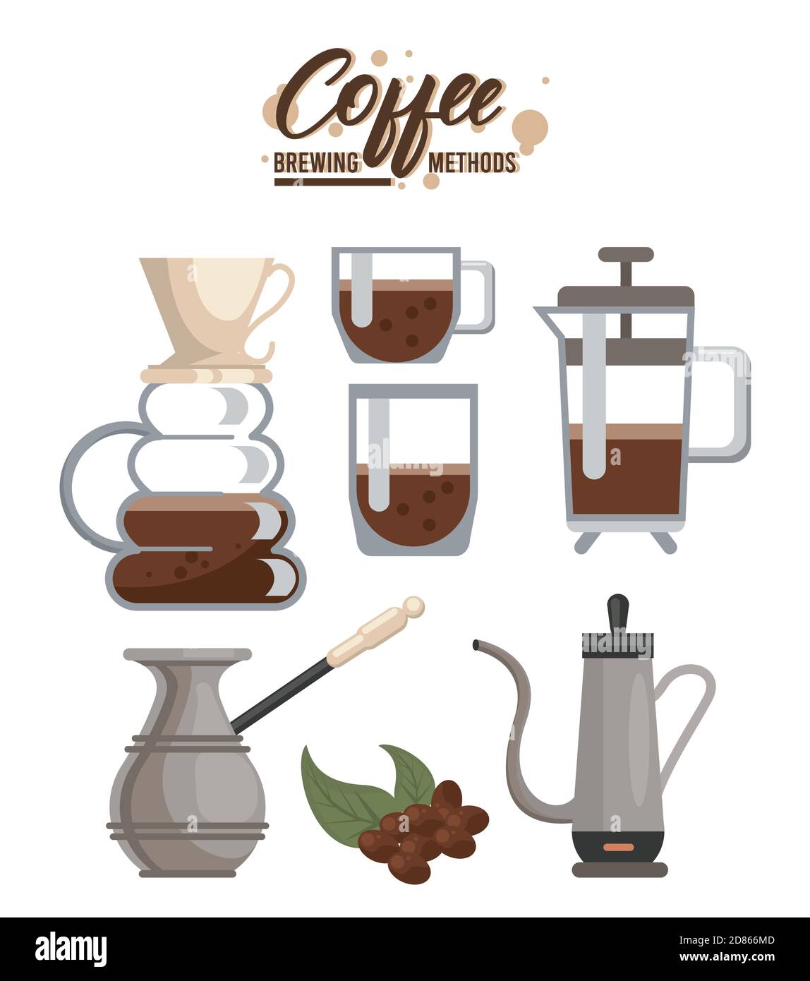 six coffee brewing methods bundle set icons vector illustration design Stock Vector Image & Art ...