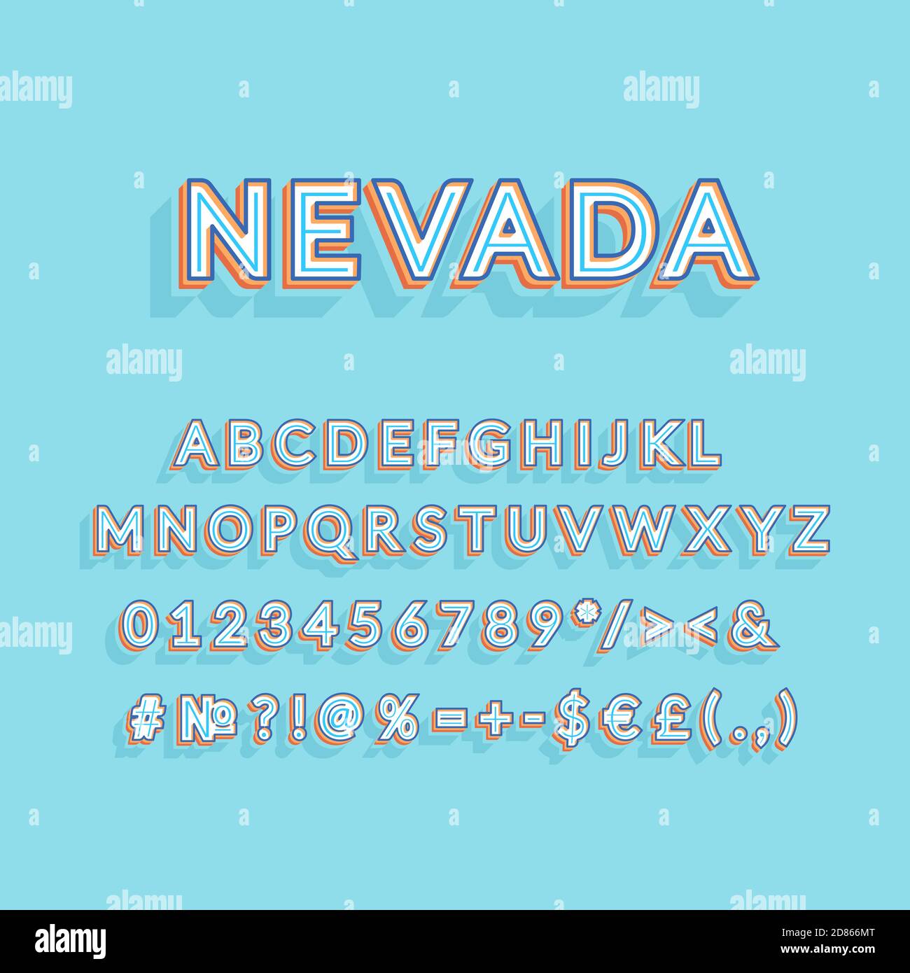 Nevada header vintage 3d vector alphabet set Stock Vector Image & Art ...