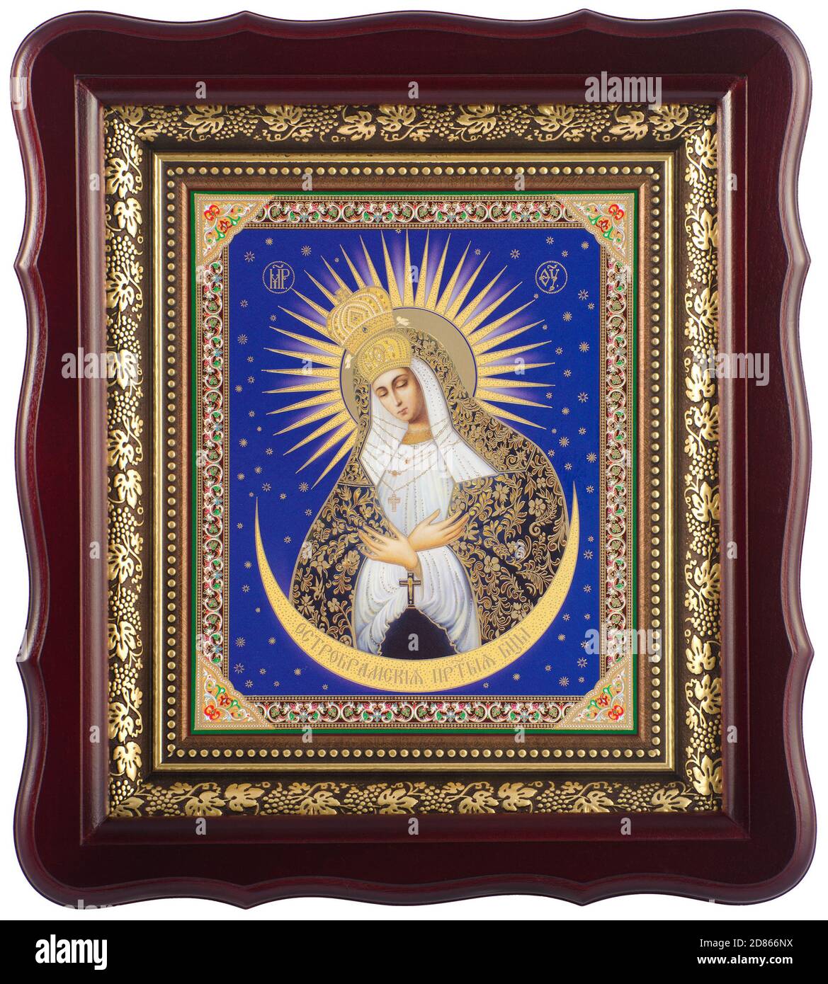 Orthodox icon of the Mother of God of Ostrobramskaya. Icon in a wooden ...