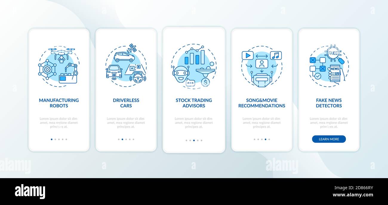 AI application 2 onboarding mobile app page screen with concepts Stock ...
