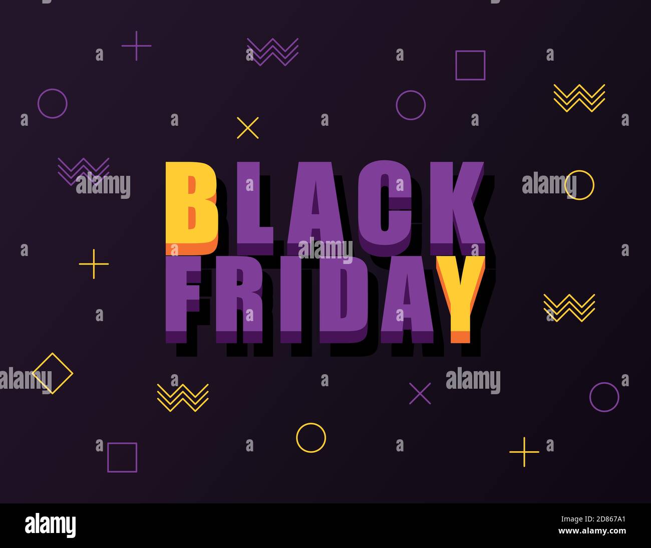 Black Friday Sale Banner With Isometric Lettering In Black Background