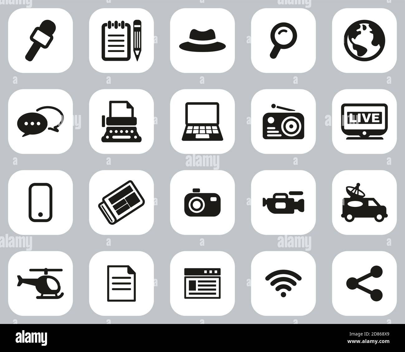Journalist Or Reporter Icons Black & White Flat Design Set Big Stock Vector Image & Art - Alamy