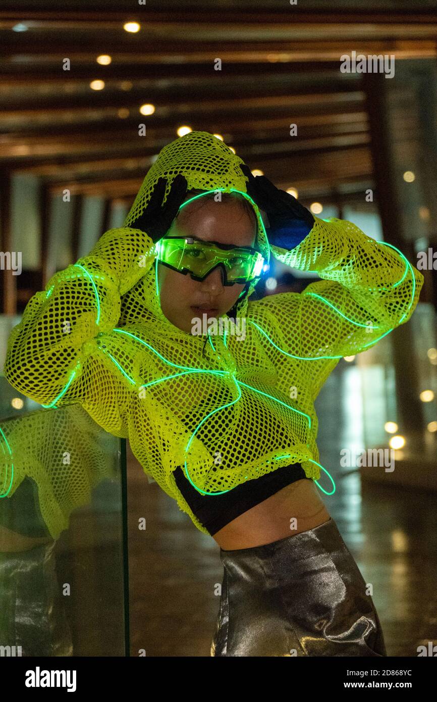 Entrance to the Death Star - asian girl in sci fi clothes and lazers ...