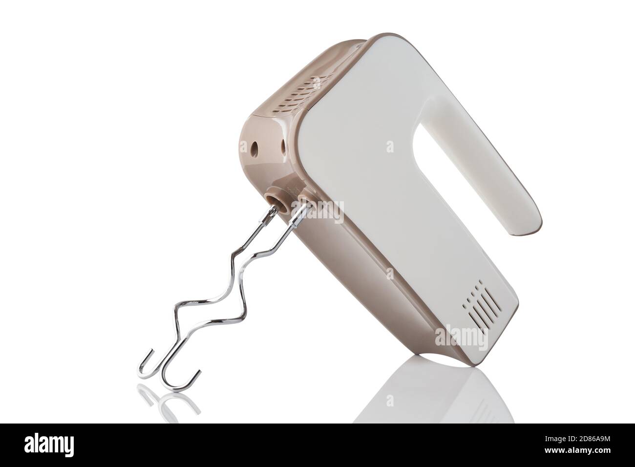 Hand mixer isolated on white background with reflection Stock Photo - Alamy