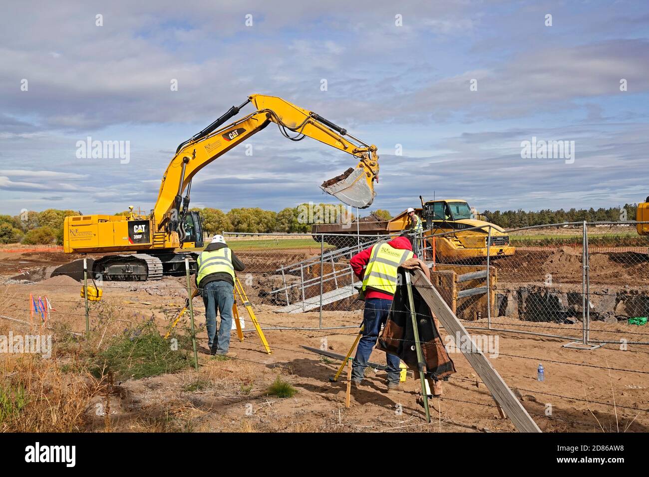A large, earth moving tractor on a construction site in Bend, Oregon ...