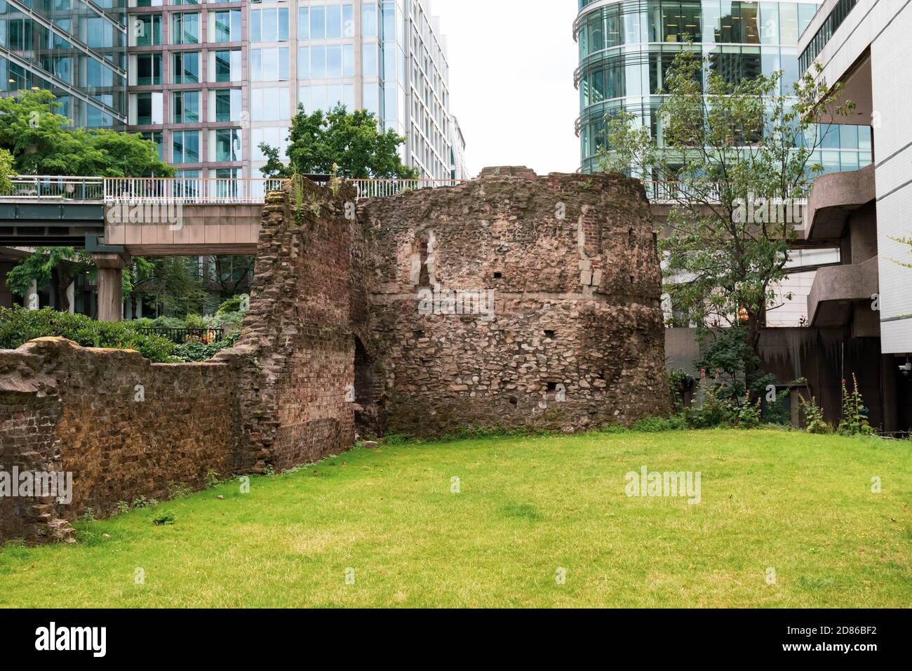 London, United Kingdom, August 3rd 2019:- Ruins of the old Roman Walls ...
