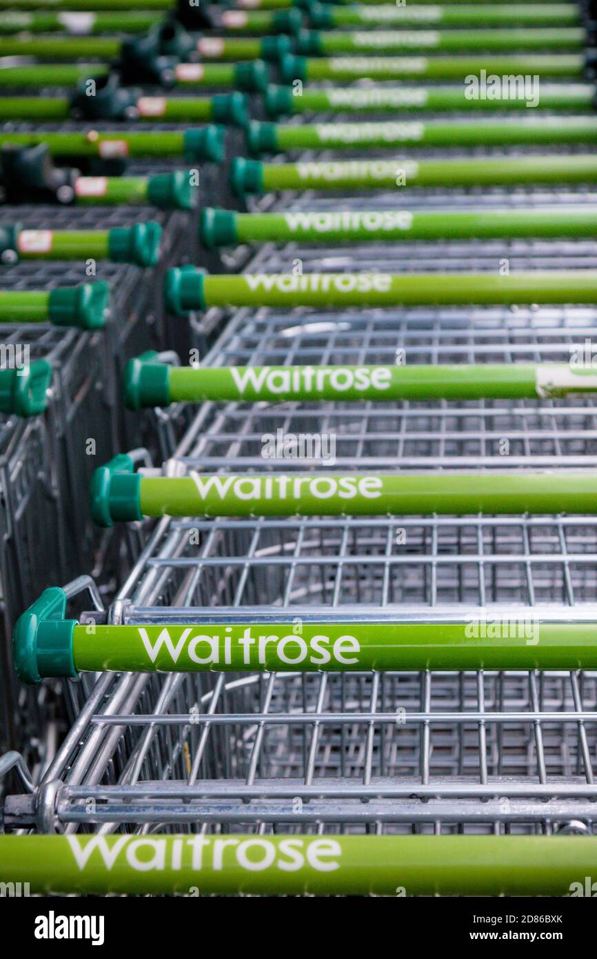 Waitrose supermarket trolleys hi-res stock photography and images - Alamy