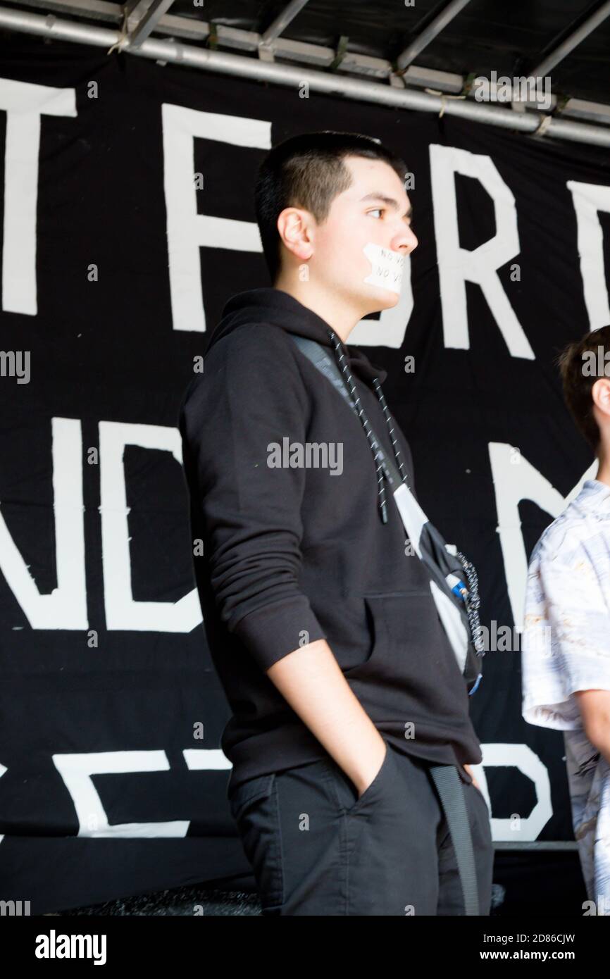 London, United Kingdom, August 31st 2019:- Young climate protesters ...