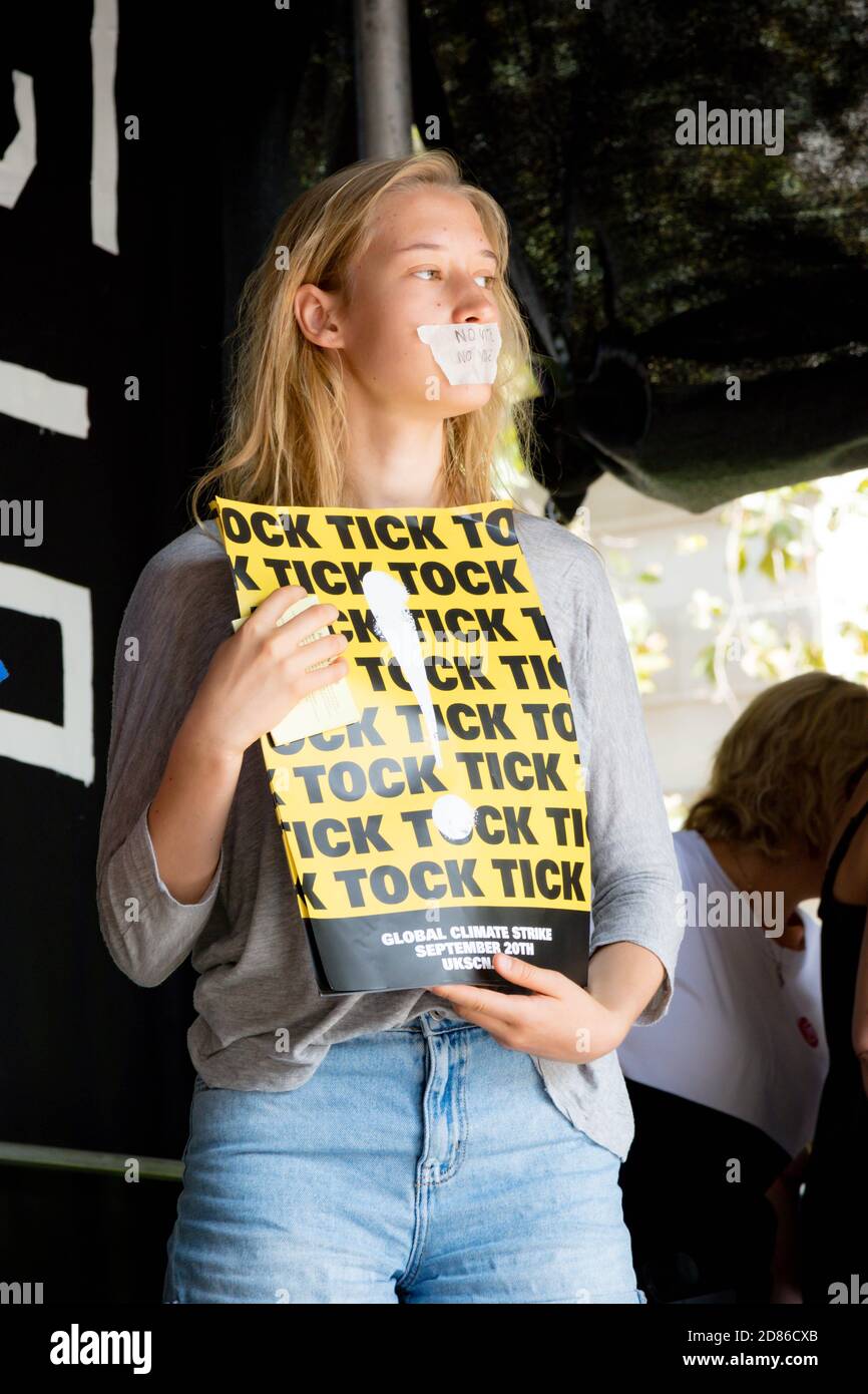 London, United Kingdom, August 31st 2019:- Young climate protesters ...