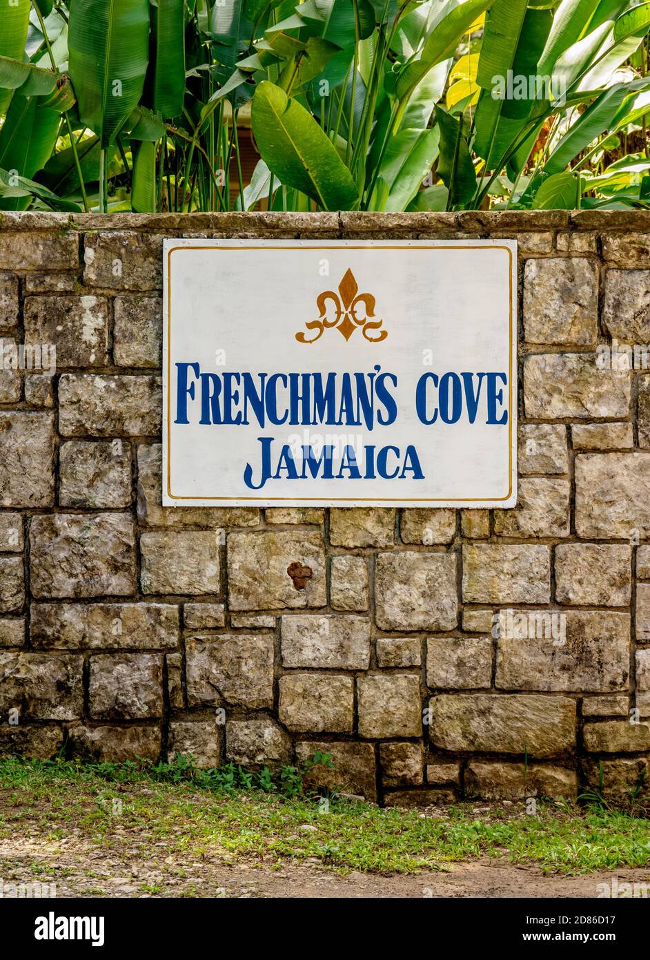Frenchman's Cove Sign, Portland Parish, Jamaica Stock Photo - Alamy
