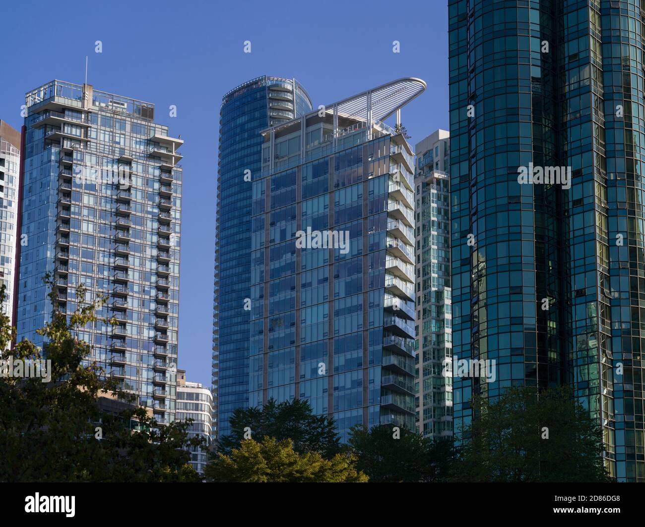 Low angle view of skyscrapers, Vancouver, Lower Mainland, British ...