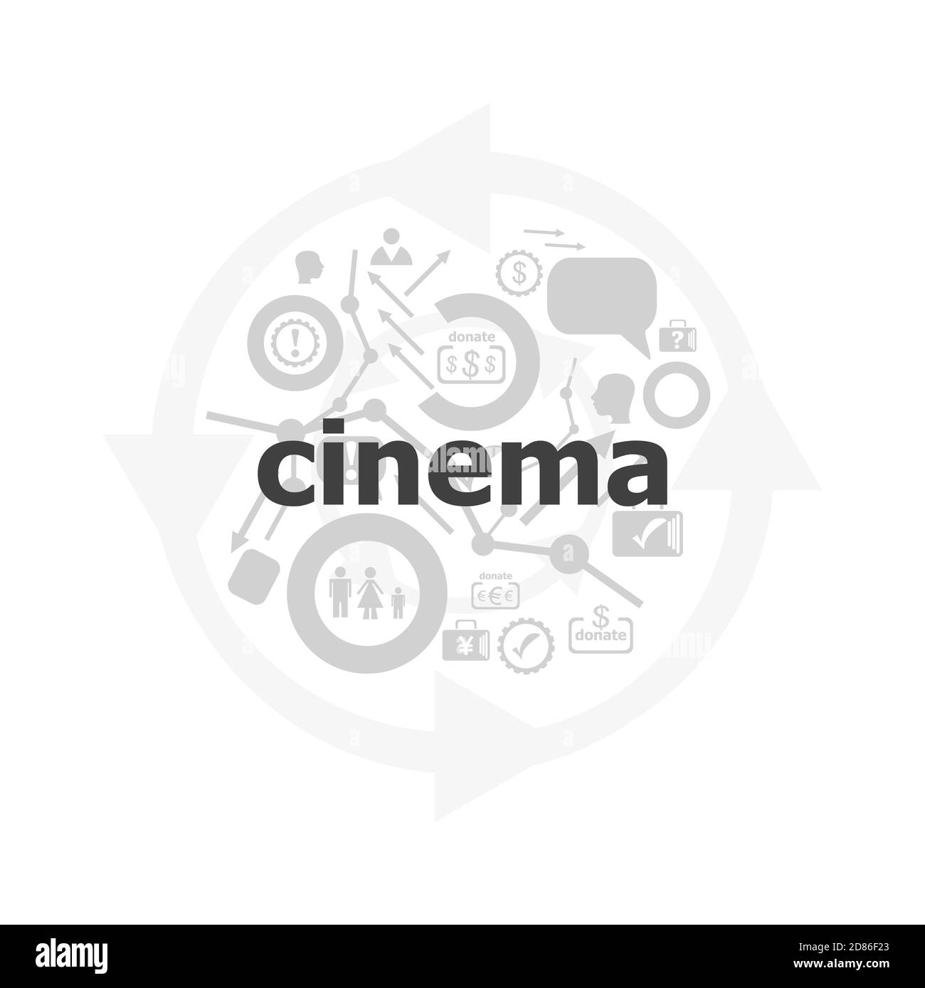 cinema word on digital screen. information concept . Icon and button ...