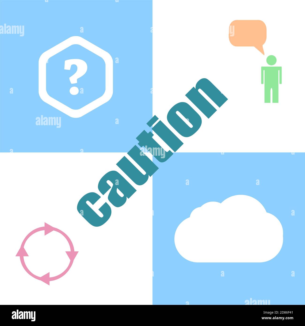 Security concept. word caution . Can be used for workflow layout ...