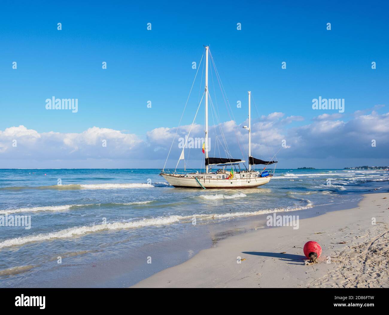 Sailing Ship at Seven Mile Beach, Long Bay, Negril, Westmoreland Parish ...