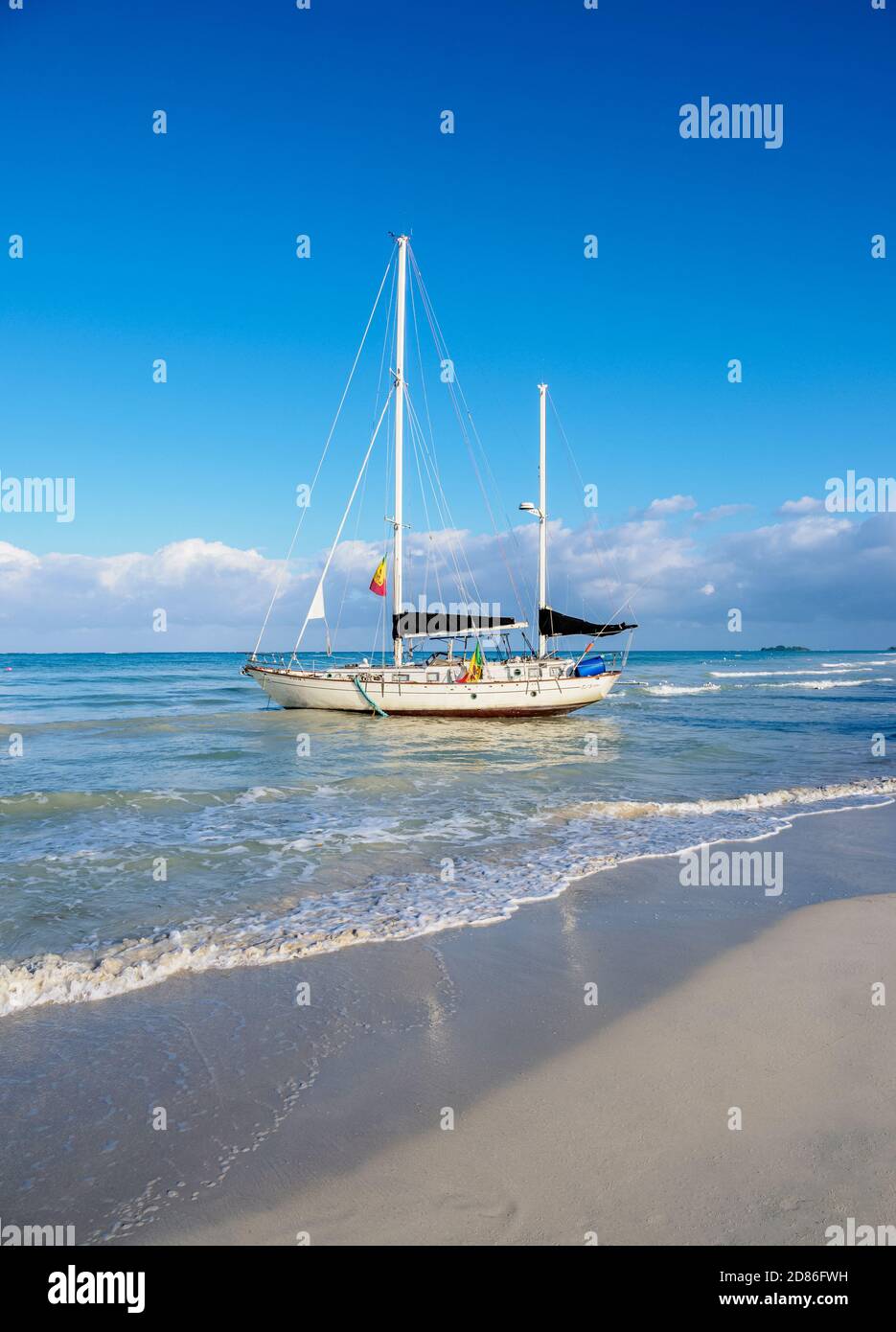 Sailing Ship at Seven Mile Beach, Long Bay, Negril, Westmoreland Parish ...