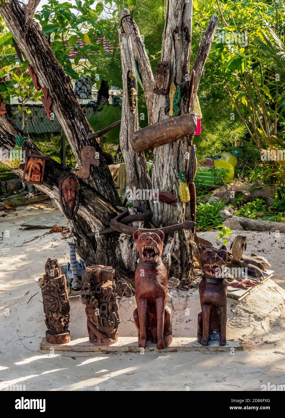 Sculptures at Seven Mile Beach, Long Bay, Negril, Westmoreland Parish ...