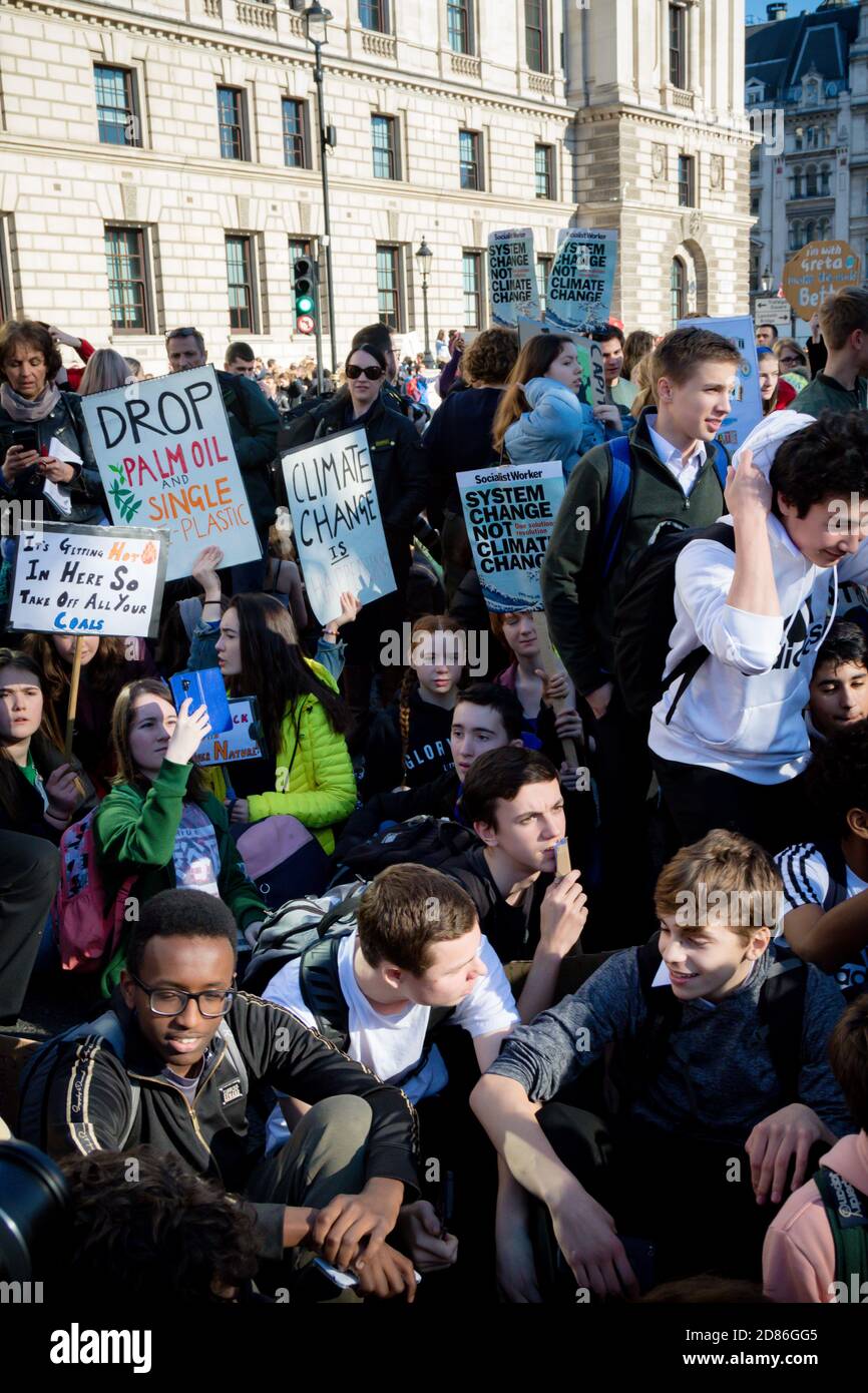 London, UK, United Kingdom 15th February 2019:- Striking school aged ...