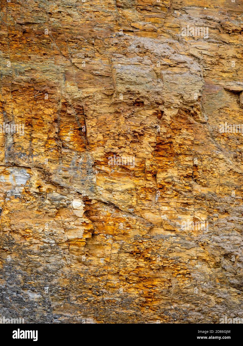 Red Ironstone and Grey shale rock in cliff at Runswick Bay, North ...