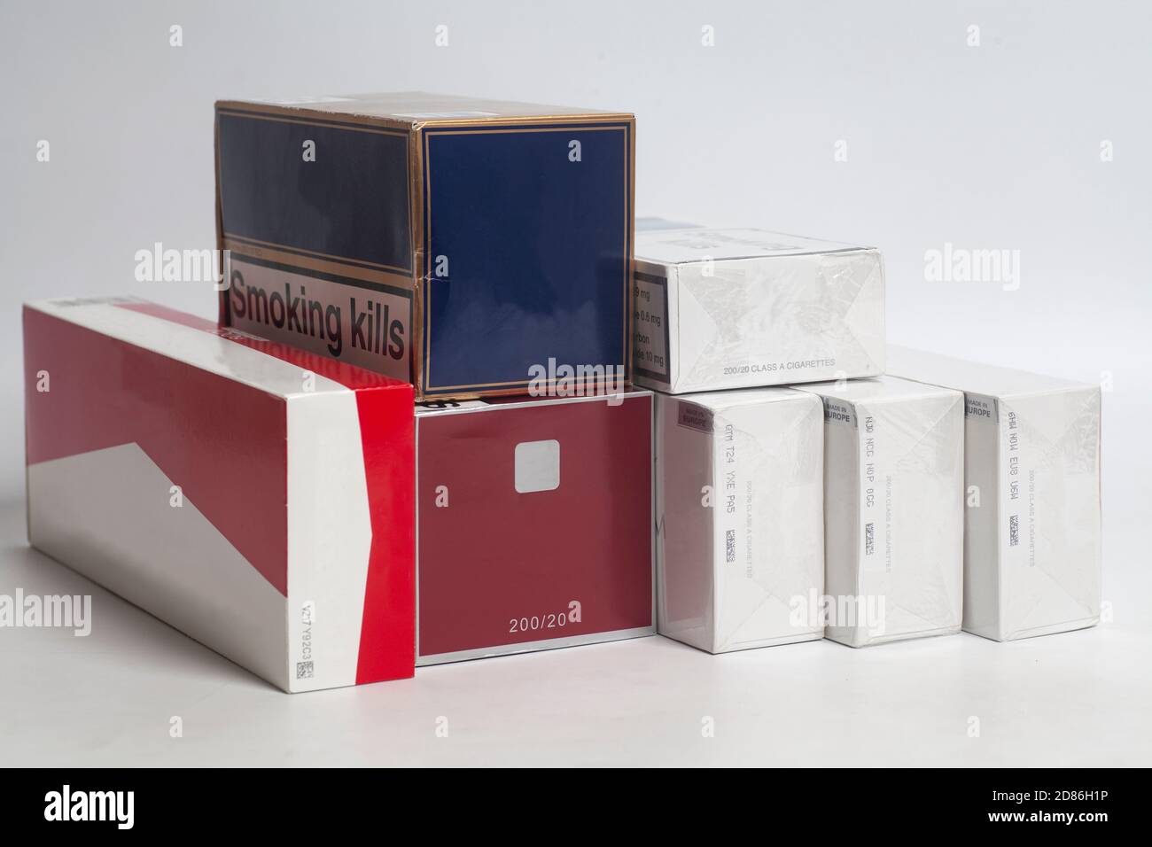 Carton of cigarettes, on white background Stock Photo - Alamy