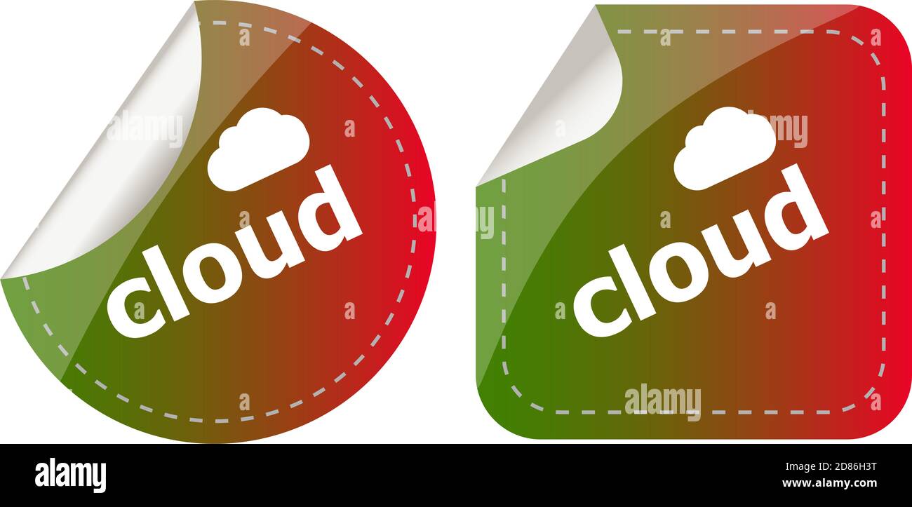 stickers label set business tag with cloud word Stock Photo - Alamy