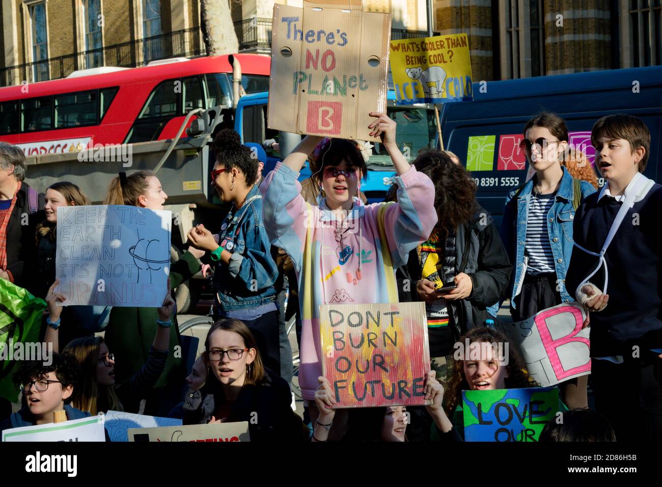 London, UK, United Kingdom 15th February 2019:- Striking school aged ...
