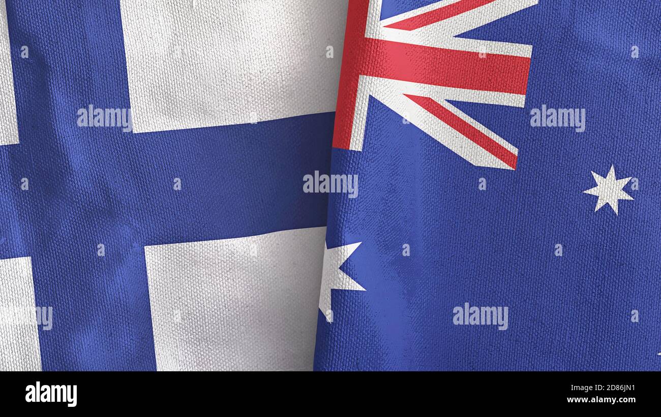 Australia and Finland two flags textile cloth 3D rendering Stock Photo ...