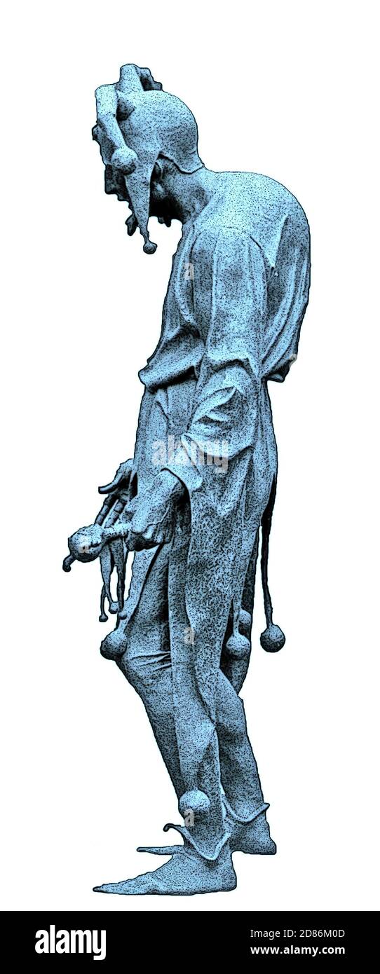 Mantua, home of Rigoletto, bronze statue of the tragic buffoon by Aldo ...