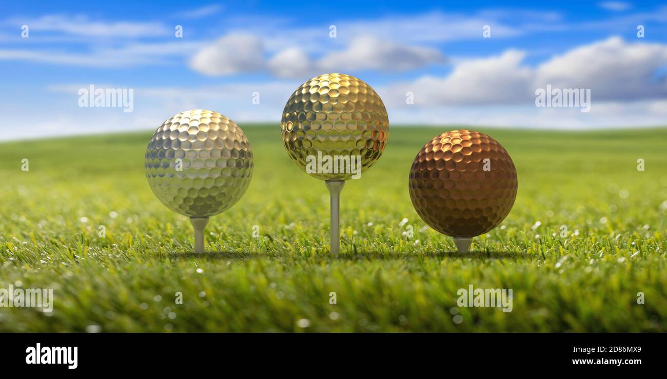 Golf winners victory podium, world cup, champion concept. Golfballs ...