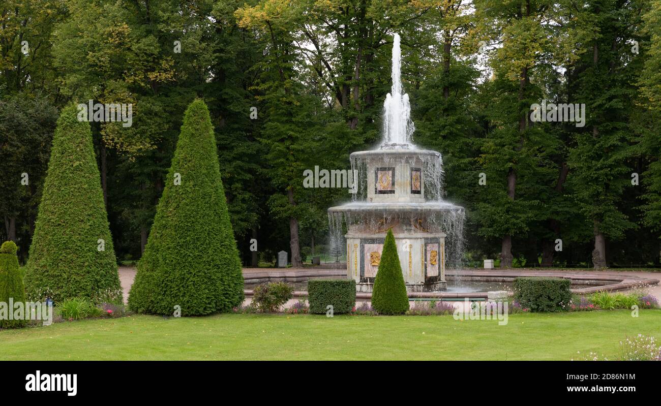 Roman Fountains in the Peterhof palace and gardens. Petergof, Saint ...