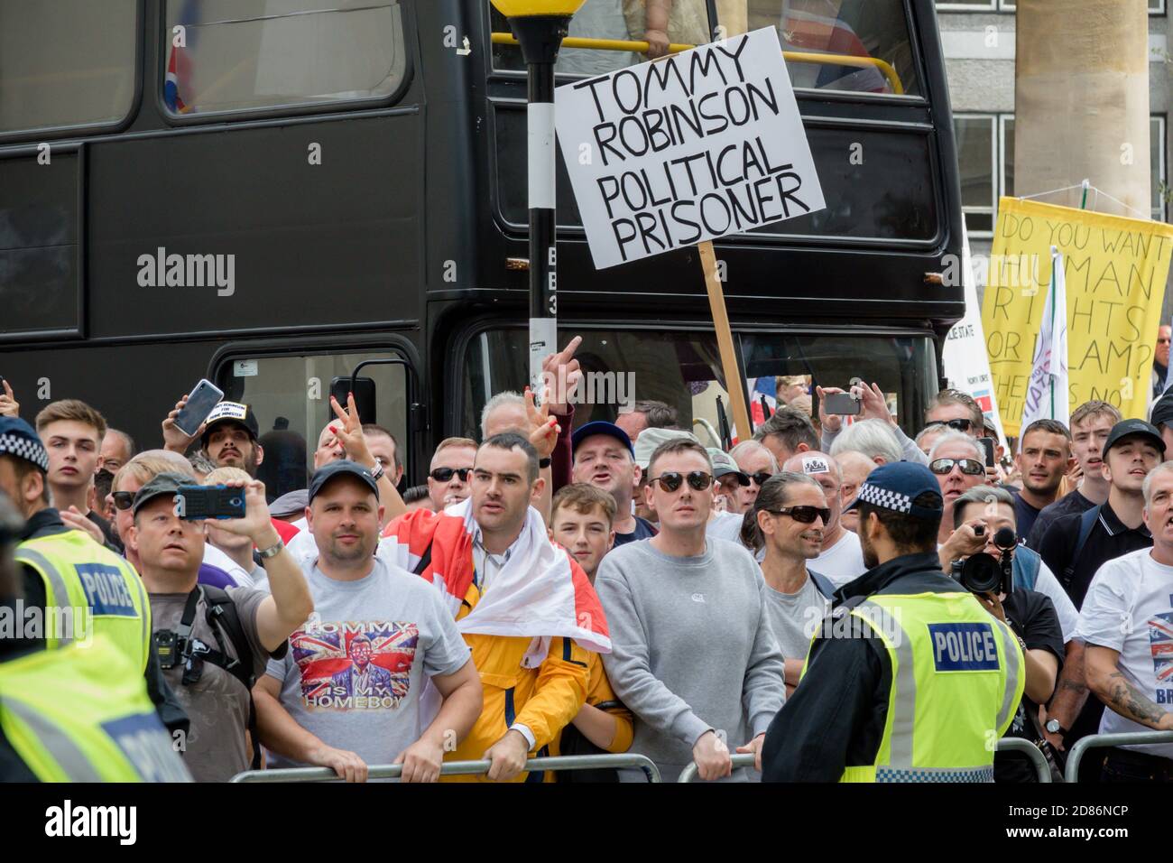 London, United Kingdom, August 3rd 2019:- Supporters of former EDL ...