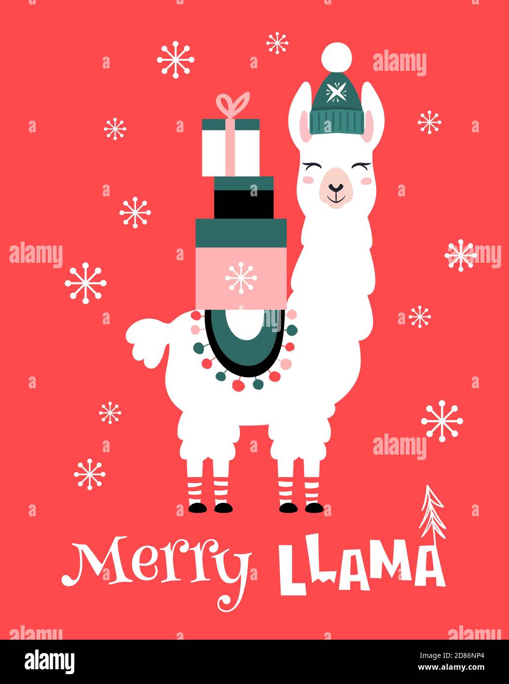 Christmas card with llama. Merry Christmas card Stock Vector Image ...